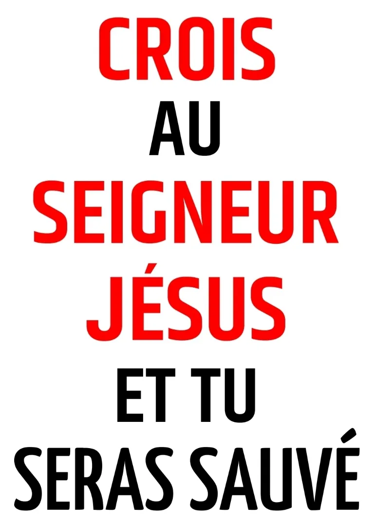 Autocollant "Crois au Seigneur Jésus et tu seras sauvé" - rectangle ...