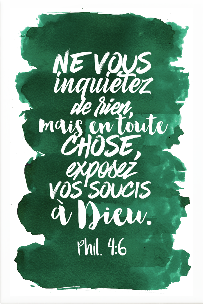 Tableau aquarelle intense "Ne vous inquiétez de rien..." Philippiens 4: ...